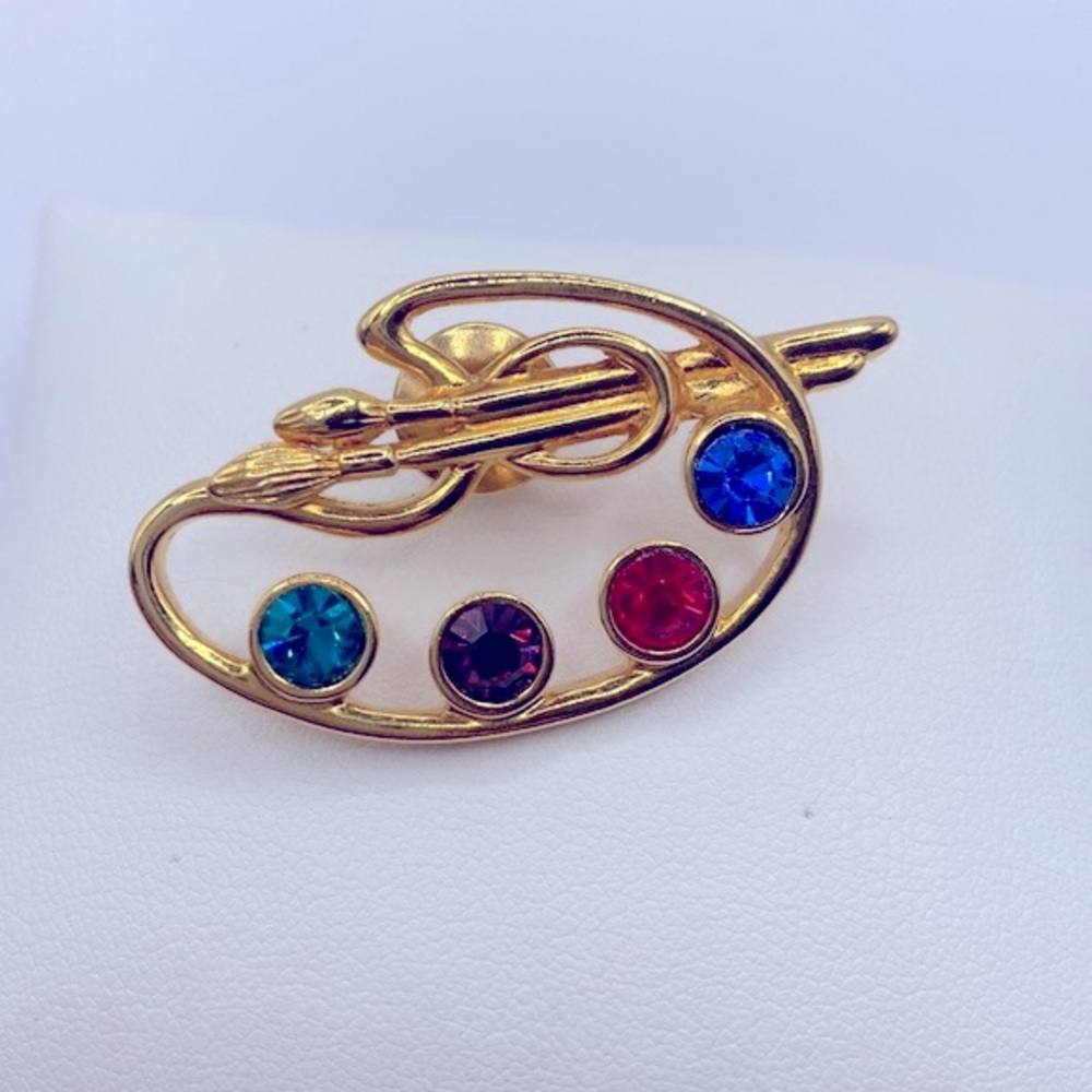 Vintage Avon Artist Palette Brooch - Gem